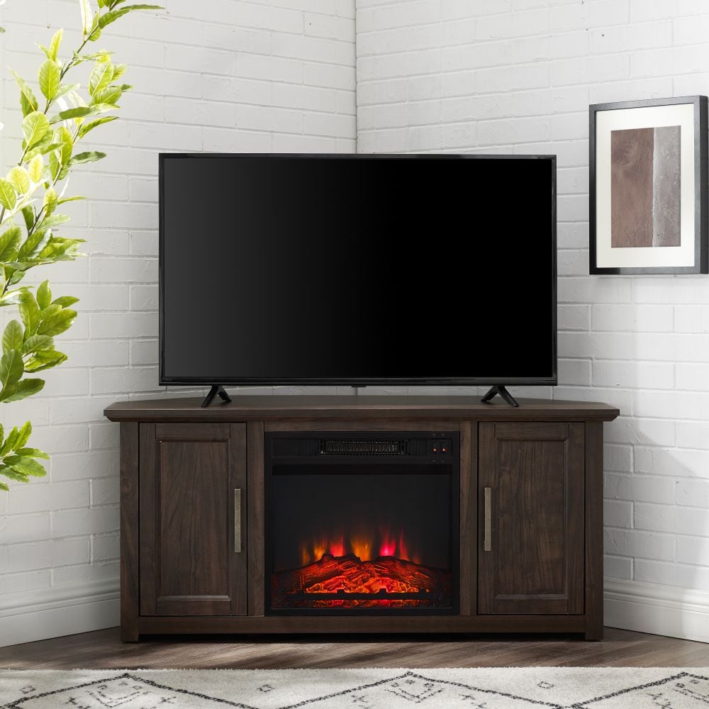 Black corner fireplace tv stand store