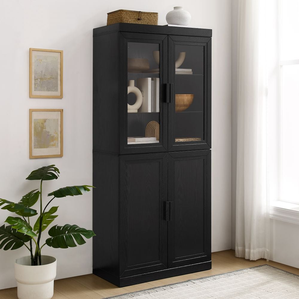 ESSEN PANTRY STORAGE CABINET WITH GLASS DOOR HUTCH Crosley Furniture